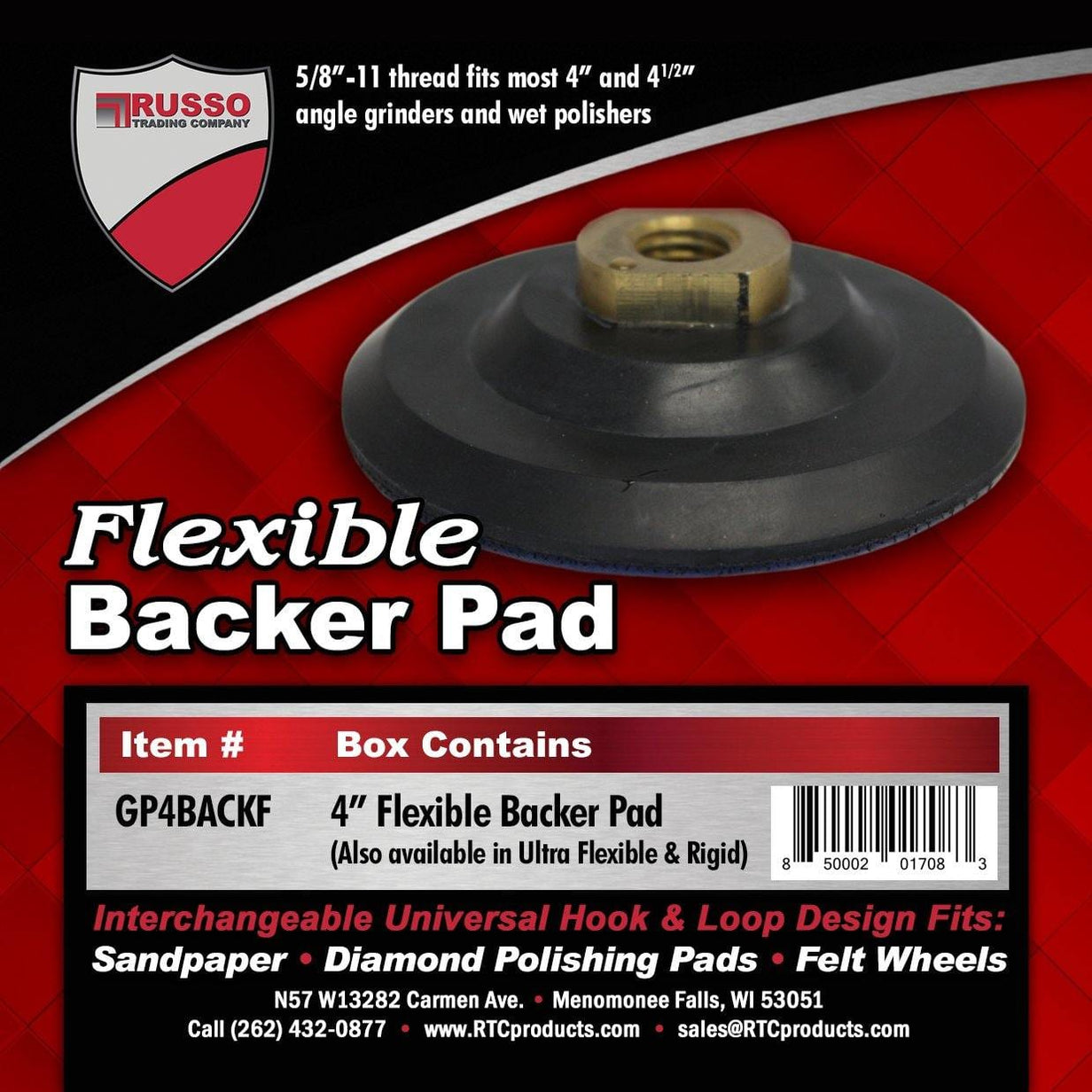 Russo 4" Hook & Loop Backer Pad - Flexible, Rigid, Ultra-Flexible ...